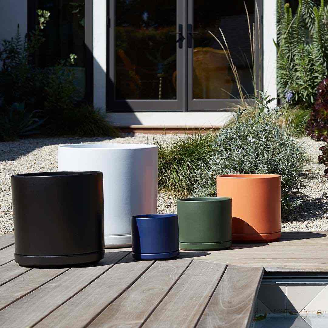 Solid Goods Cylinder with Saucer Planter at Greenpoint Plant Shop ...